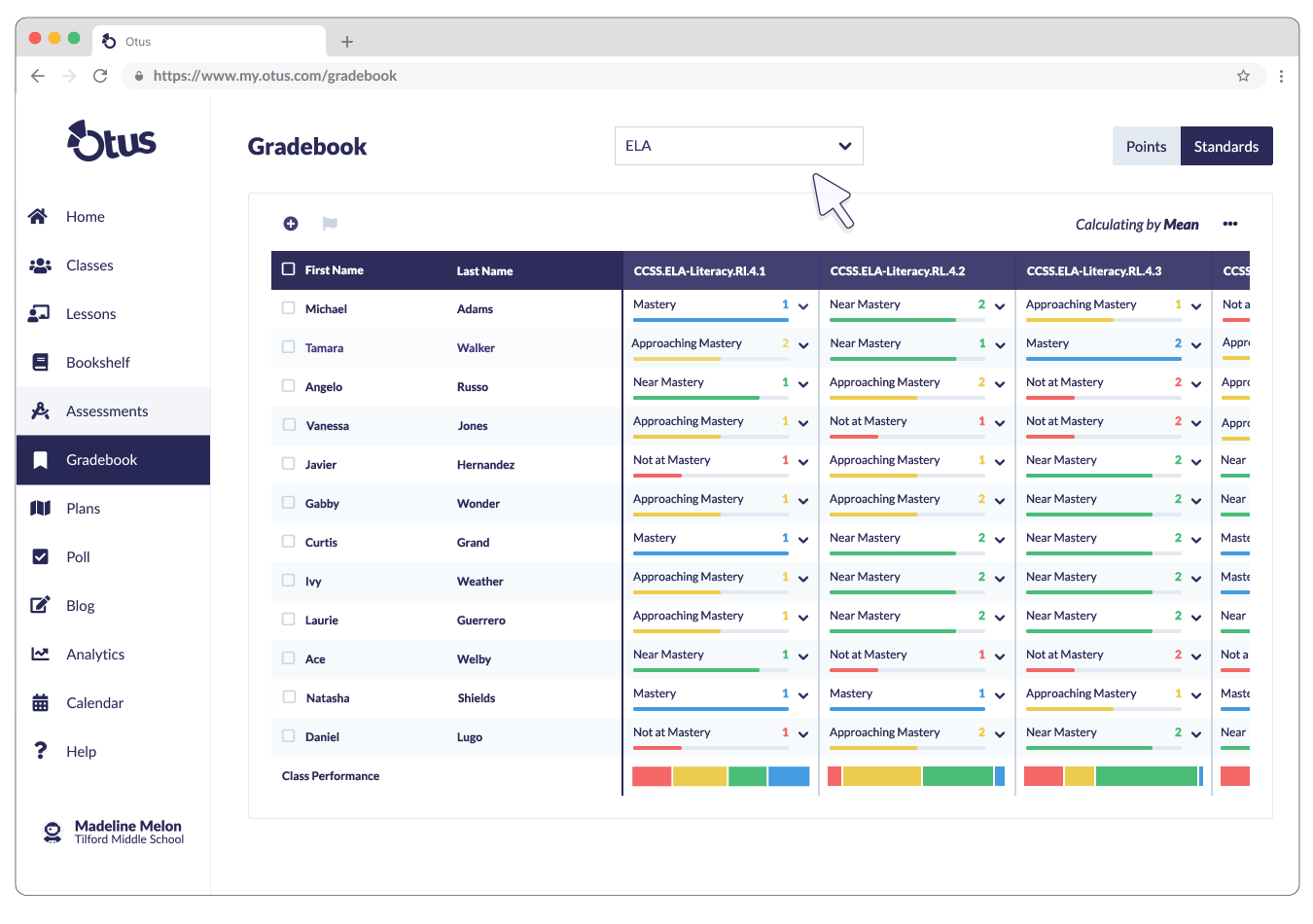 Standards Based Grading Calculator